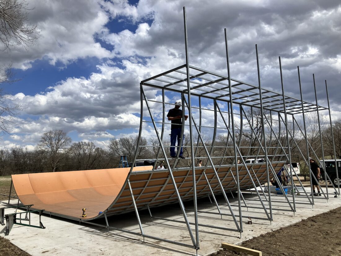 Memorial skate ramp under construction at Centennial Skate Park; grand ...
